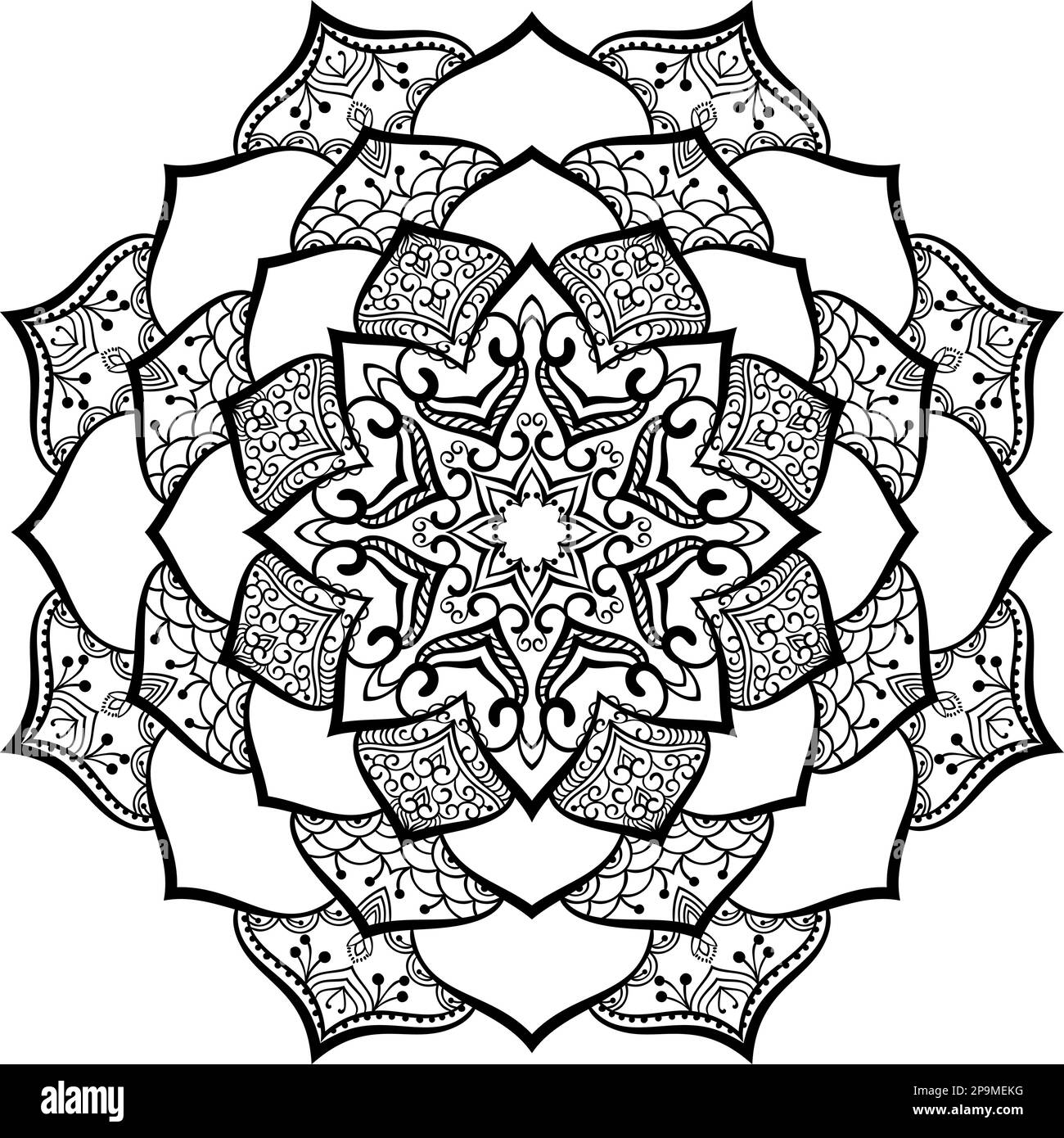 Round ornamental mandala for coloring book Isolated design element ...