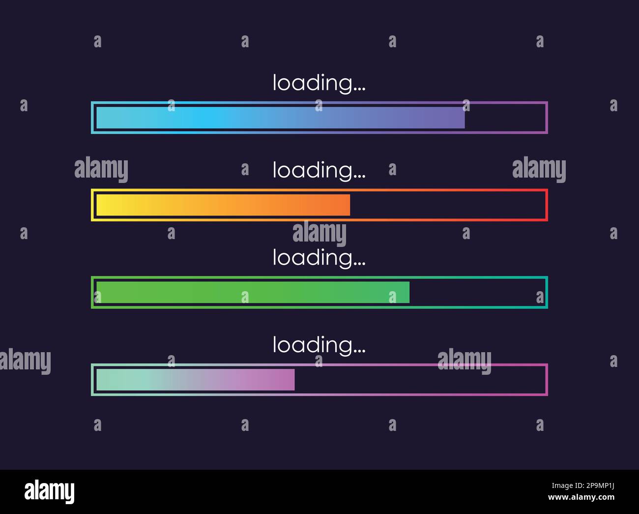 Loading bar icon in flat style. Progress indicator vector illustration ...