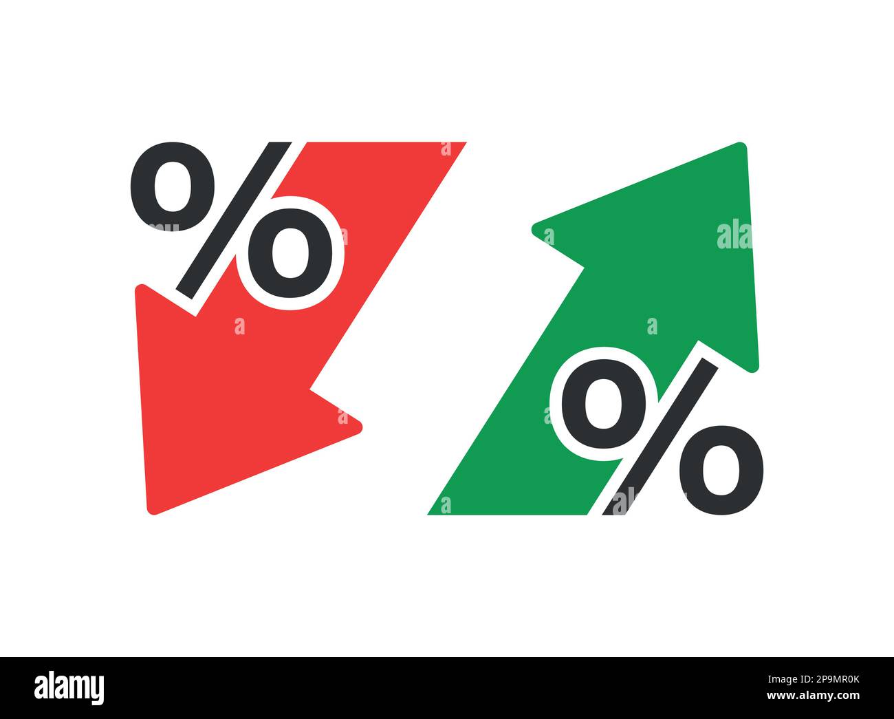 Growth profit icon in flat style. Percentage arrow up and down vector illustration on isolated ...