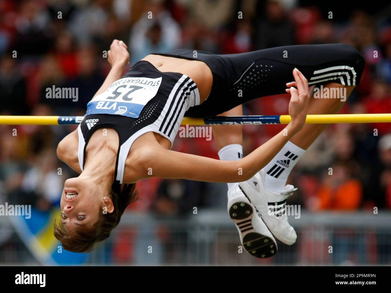 Croatia's Blanka Vlasic clears the bar in the women's high jump at the ...