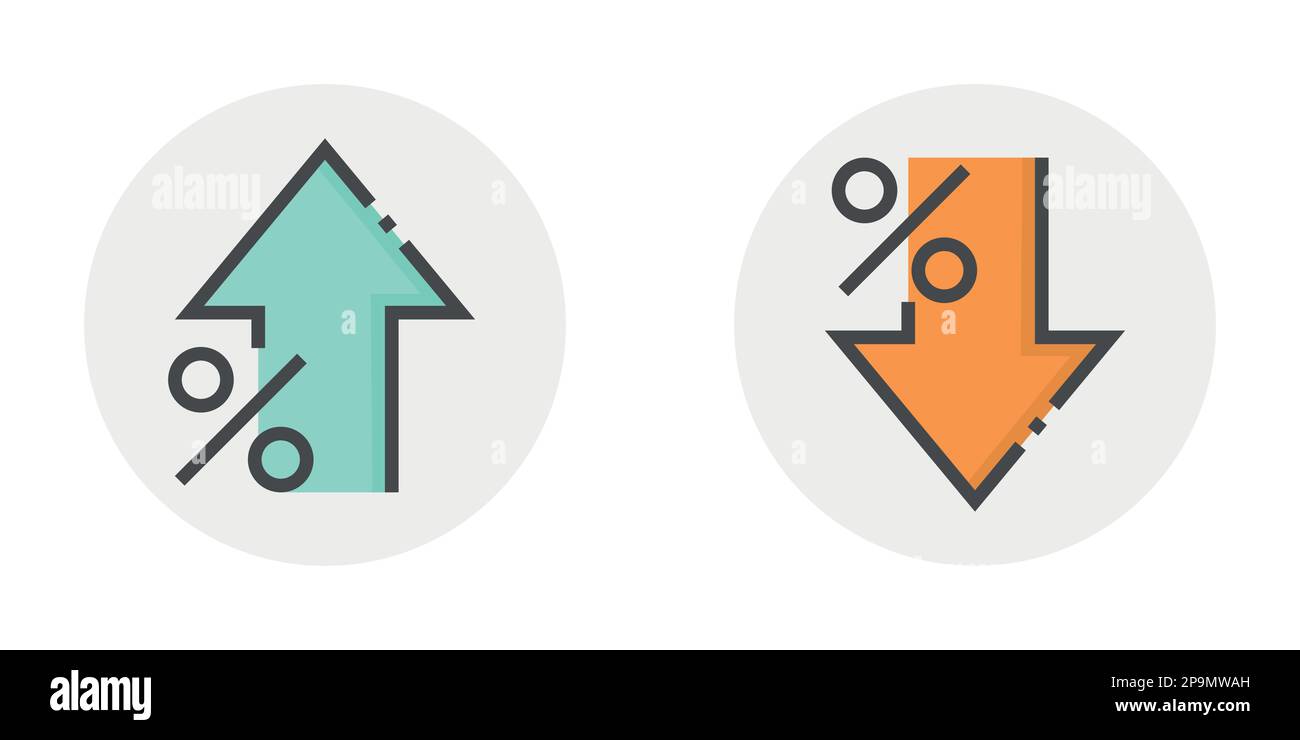 Growth profit icon in flat style. Percentage arrow up and down vector ...