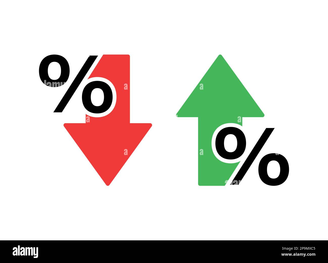 Growth profit icon in flat style. Percentage arrow up and down vector illustration on isolated ...
