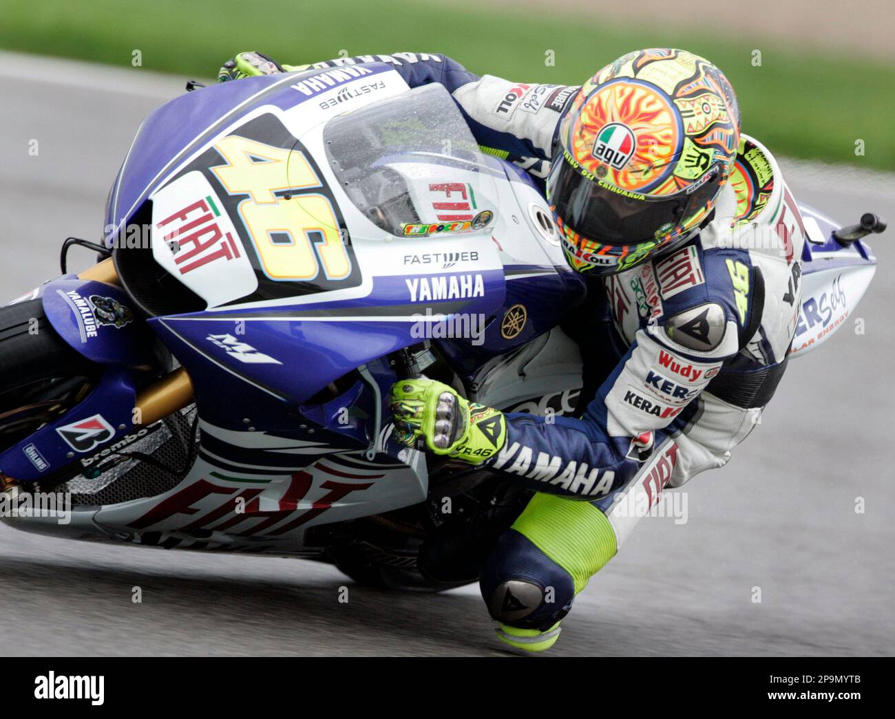 Valentino Rossi of Italy, rides his Yamaha during practice at the ...