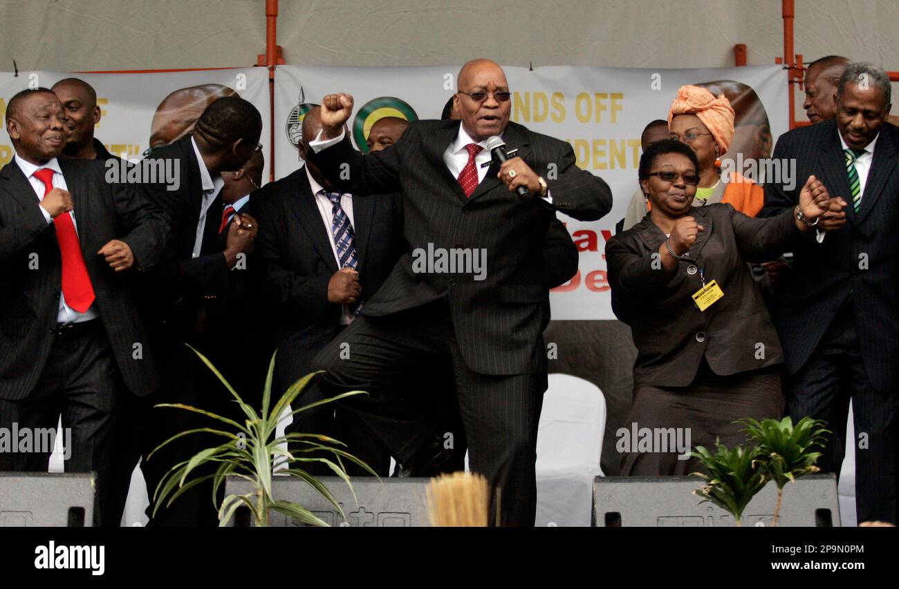 African National Congress (ANC) President Jacob Zuma, center, with his ...