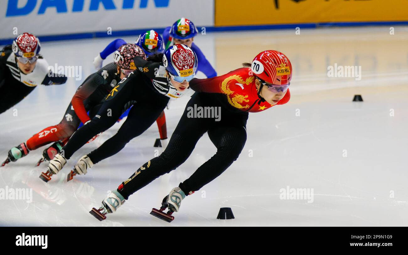 Seoul, South Korea. 11th Mar, 2023. Zang Yize (1st R) of China and Kim ...