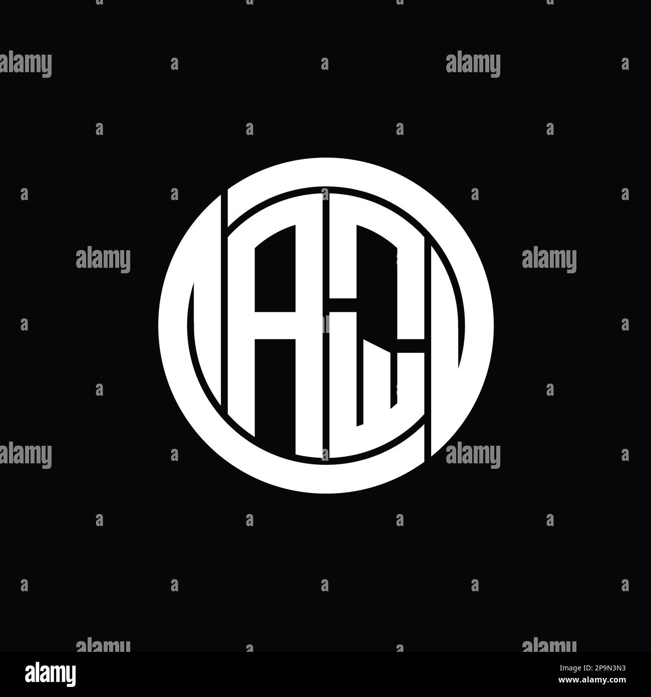 AQ Logo monogram shield inside circle isolated shape vector images ...