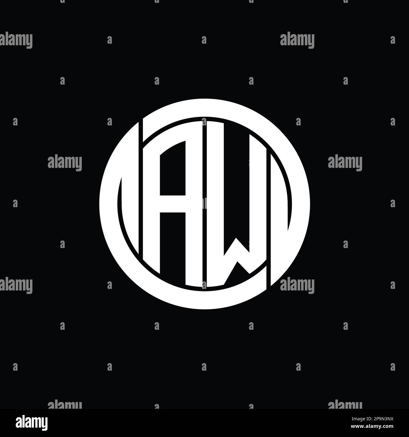 AW Logo monogram shield inside circle isolated shape vector images ...