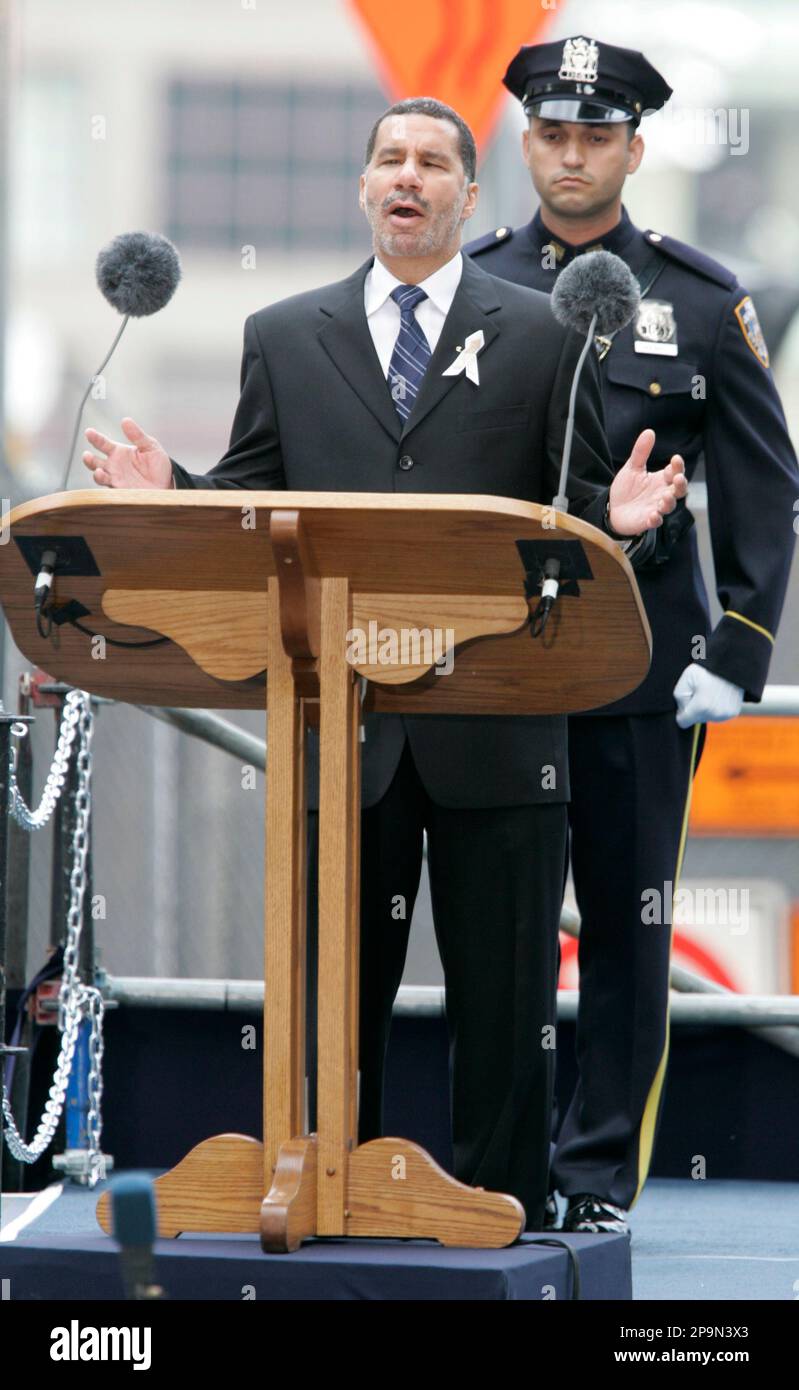 New York State Gov. David Paterson speaks during the memorial service ...