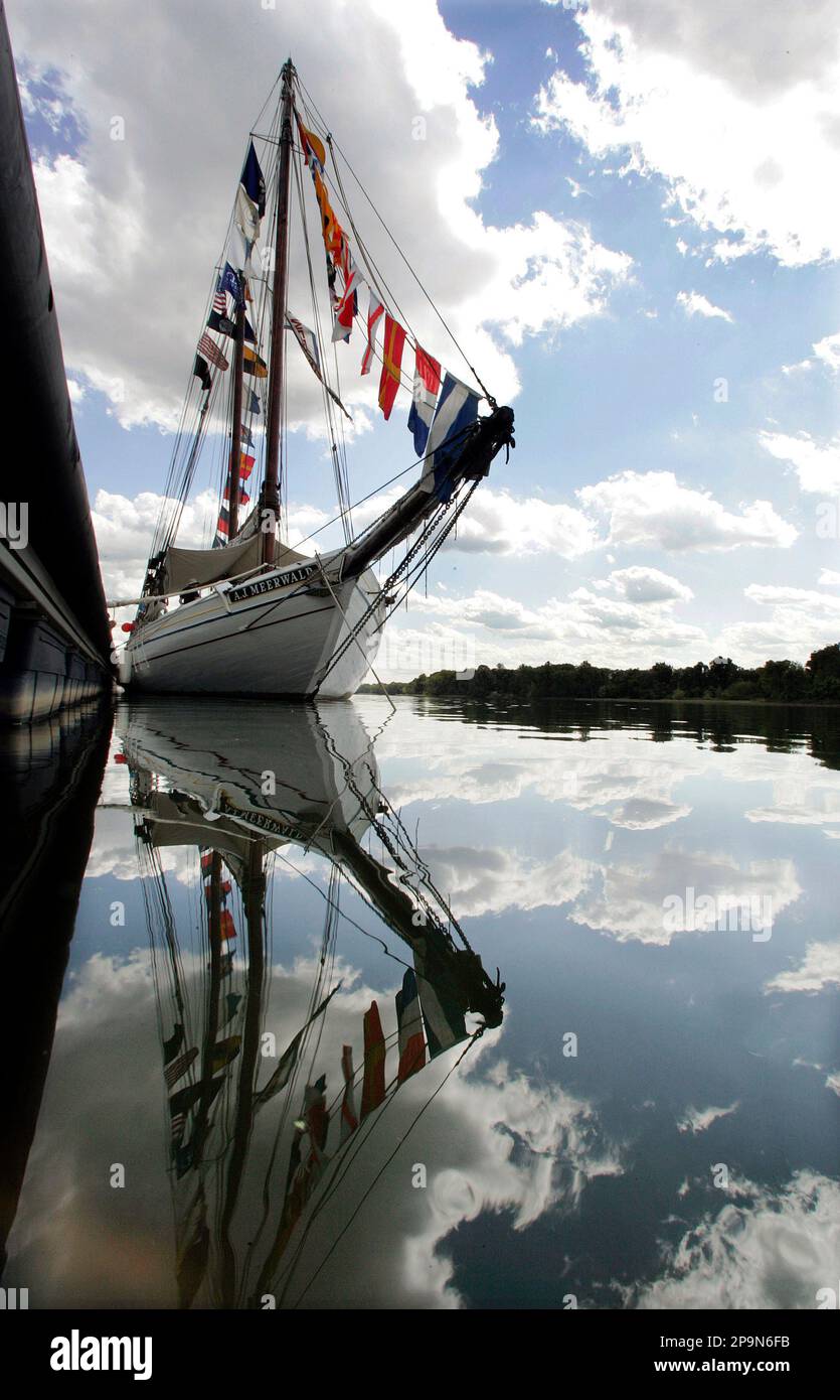 The A.J.Meerwald, a schooner built in 1928, sits moored in the Delaware ...