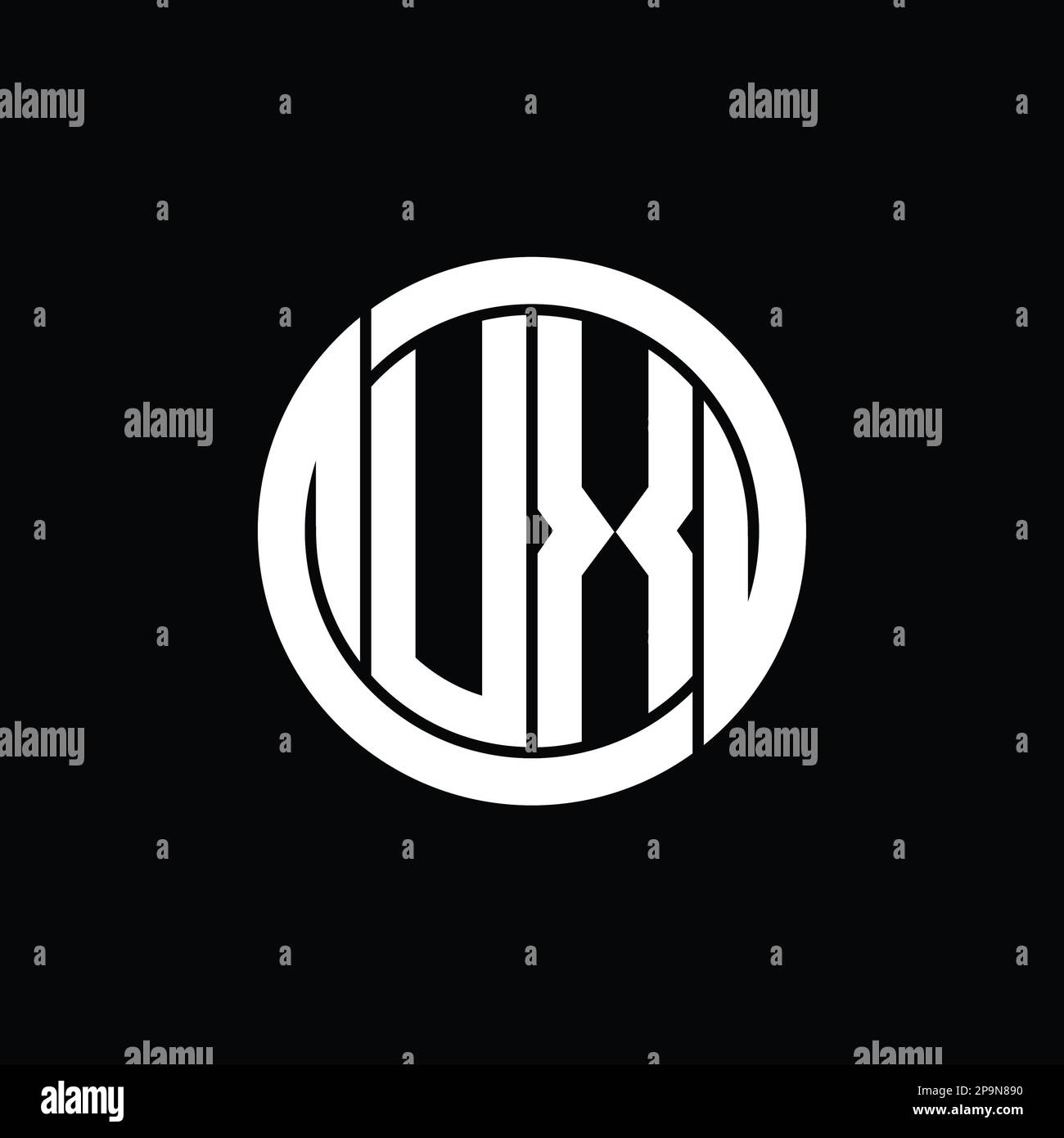 UX Logo monogram shield inside circle isolated shape vector images design template Stock Photo ...