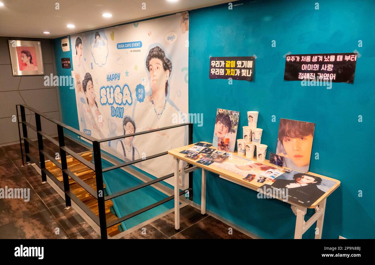 BTS Suga's birthday, Mar 1, 2023 : A cafe decorated to celebrate BTS ...