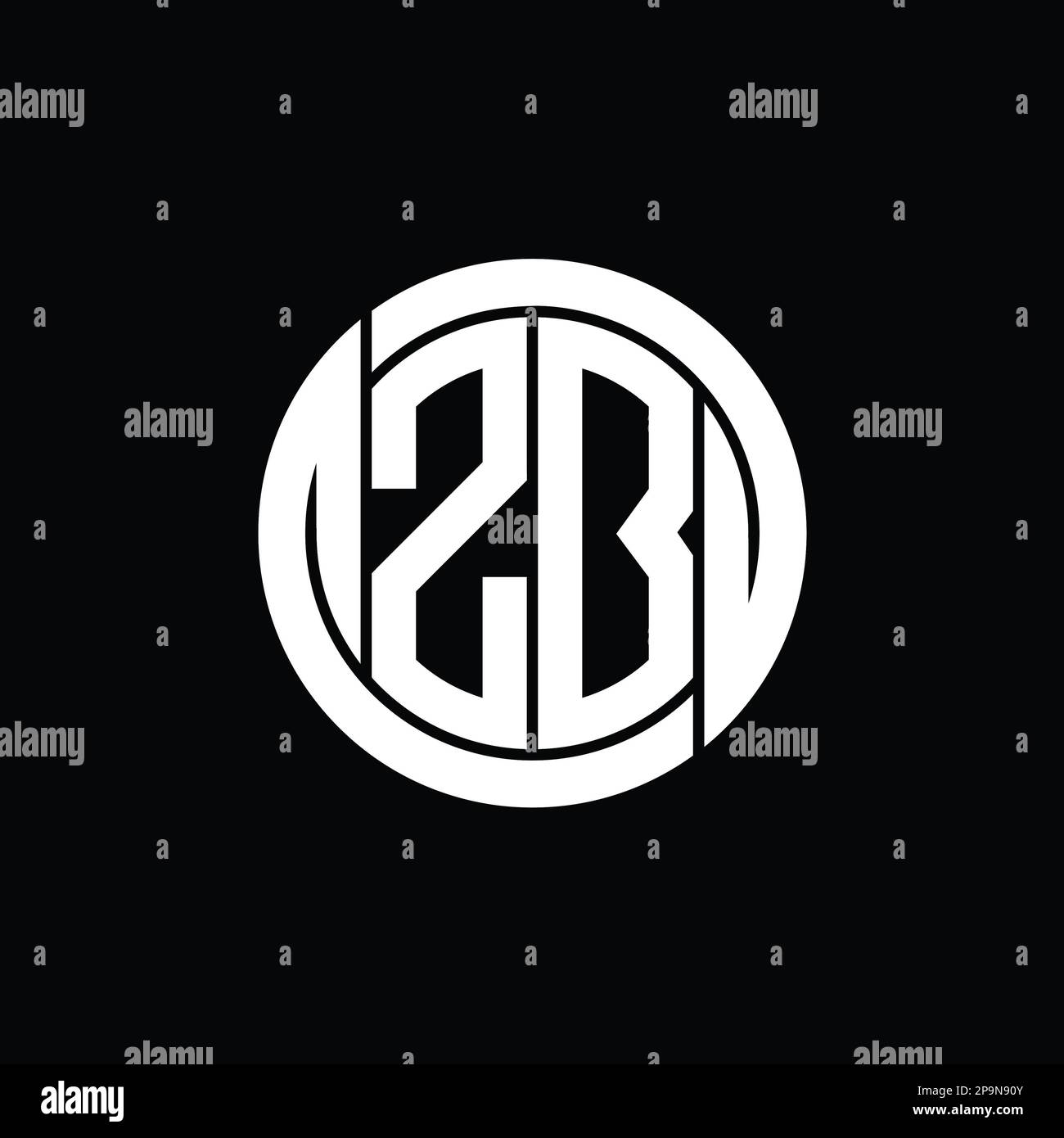 ZB Logo monogram shield inside circle isolated shape vector images ...