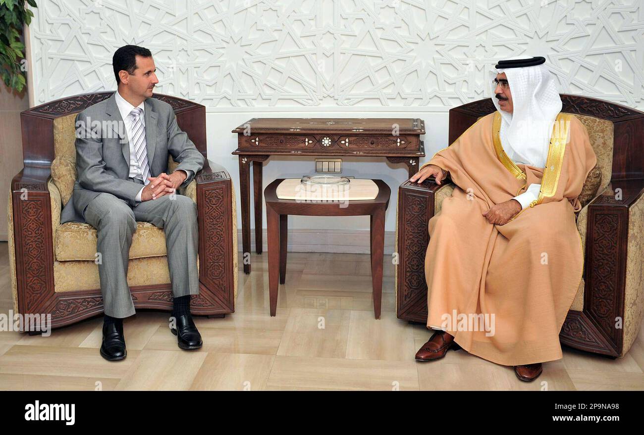 Syrian President Bashar Assad meets Bahraini Minister of Interior Gen ...