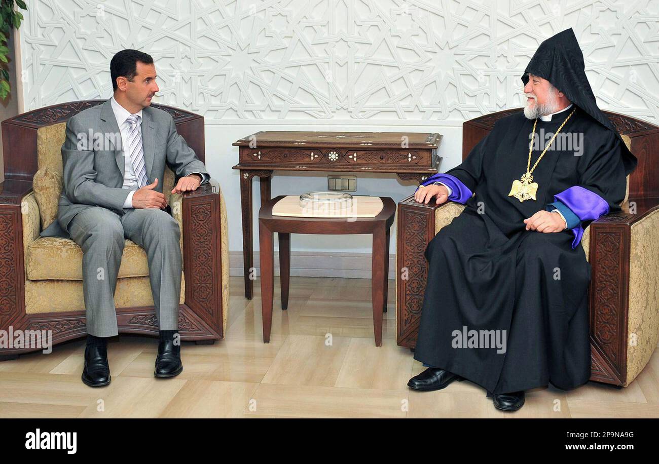 Syrian President Bashar Assad meets His Holiness Catholicos Aram I of ...
