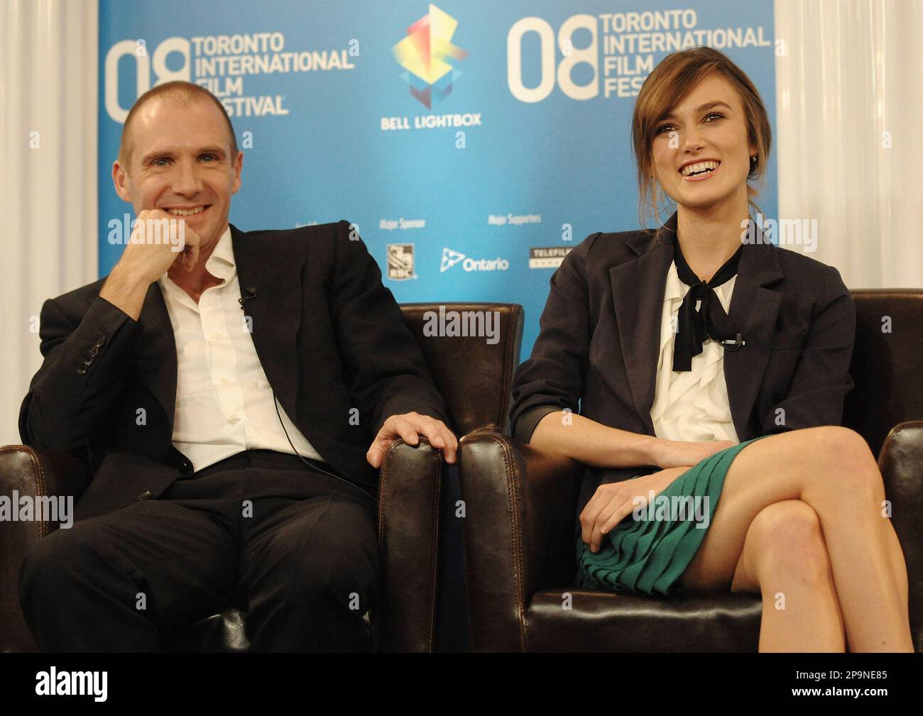 Actors Ralph Fiennes and Keira Knightley participate in a press ...