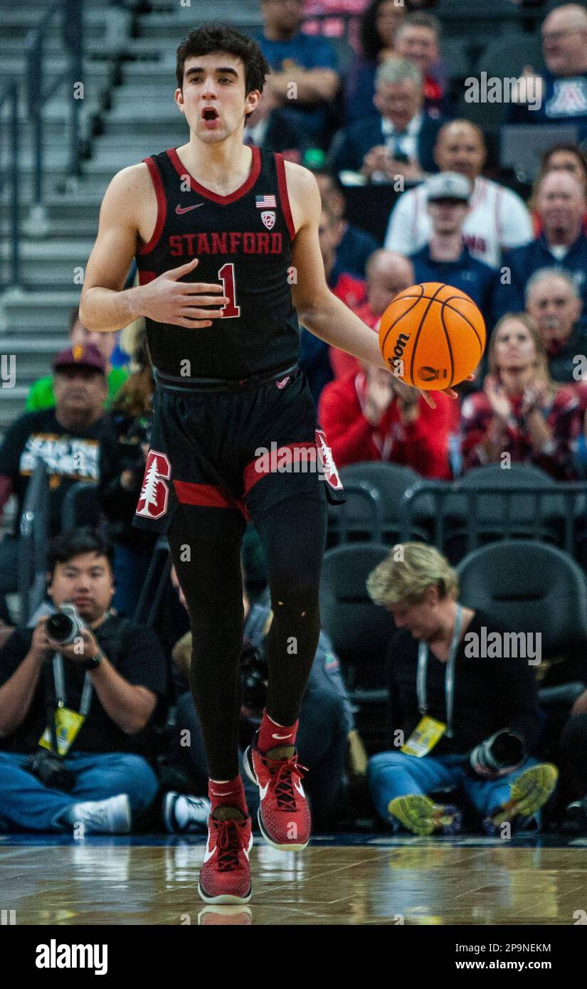 March 09 2023 Las Vegas, NV, U.S.A. Stanford guard Isa Silva (1)brings ...