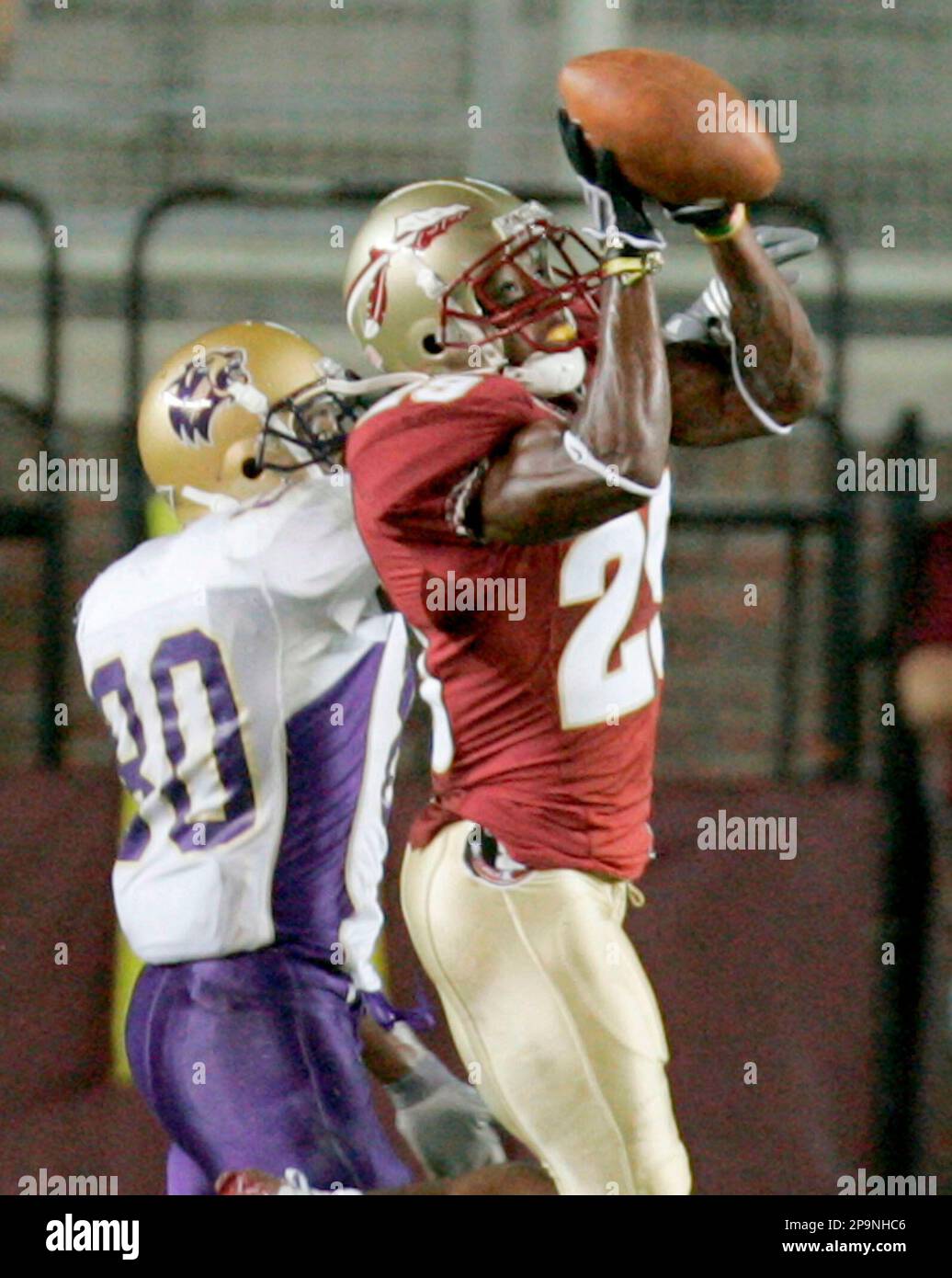 Florida State's Michael Ray Garvin, right, knocks down a second quarter ...