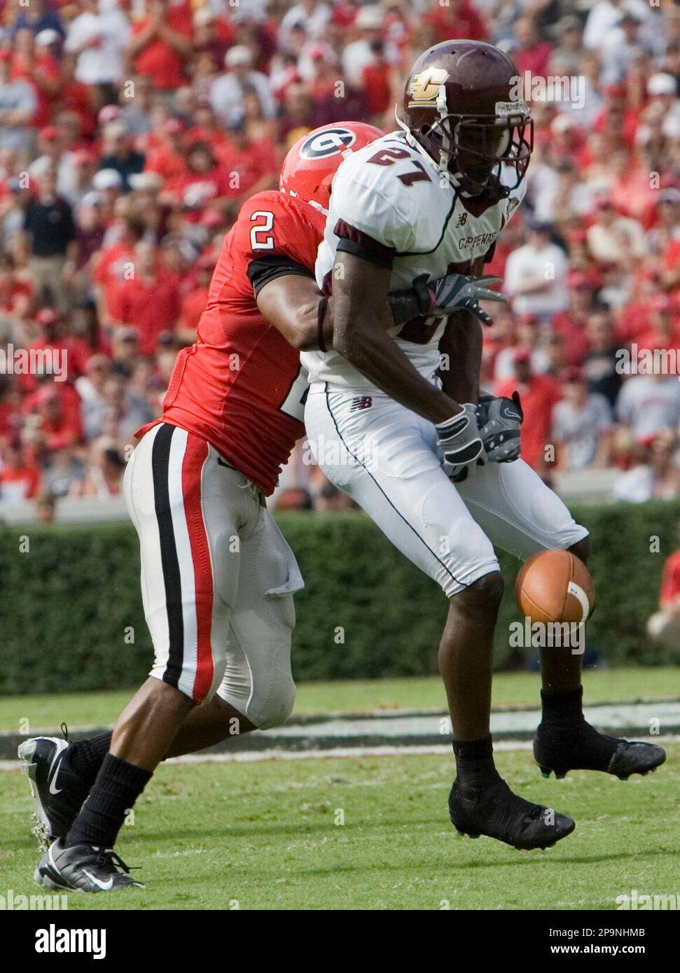 Georgia's Asher Allen, left, breaks up a pass intender for Central ...