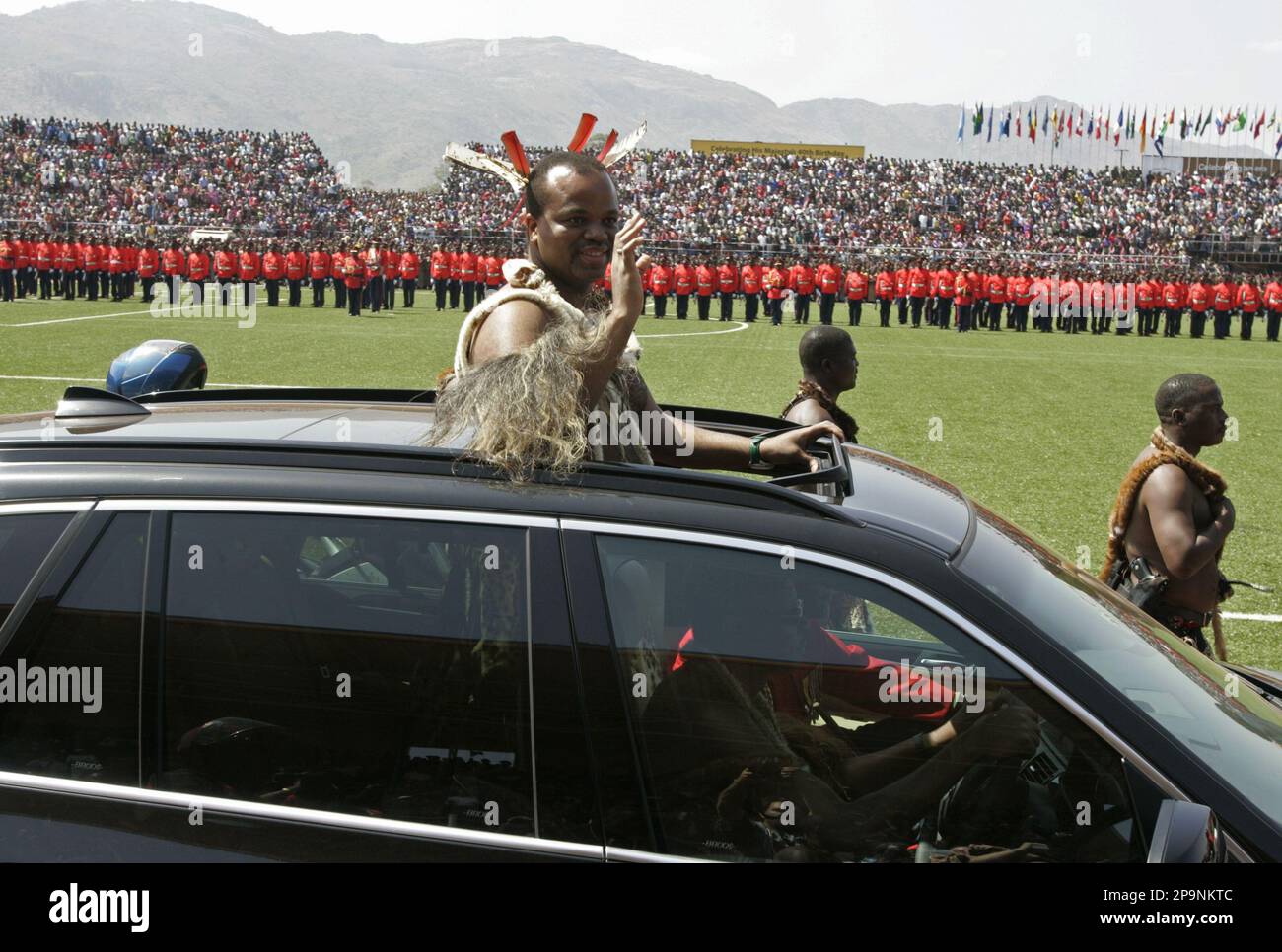 Swaziland King Mswati III reacts, during his birth day celebration on ...