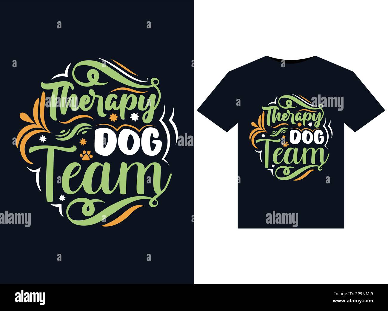 Therapy Dog Team illustrations for print-ready T-Shirts design Stock ...