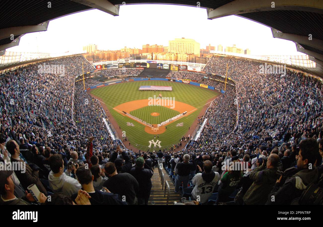 ** FILE ** In this April 1, 2008 file photo, a giant U.S. flag is ...