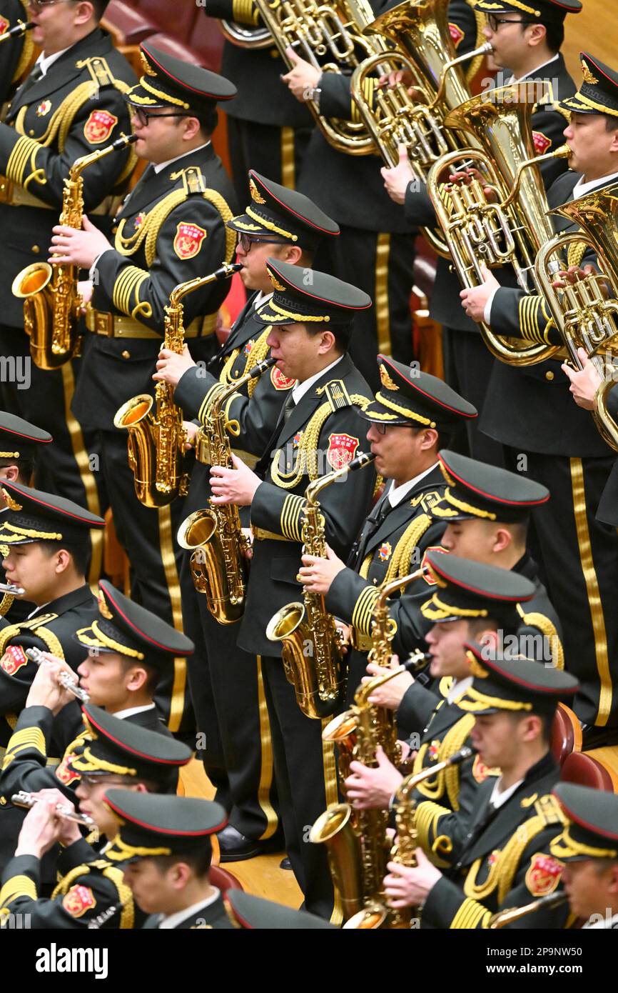 Beijing, China. 11th Mar, 2023. The military band of the Chinese People ...