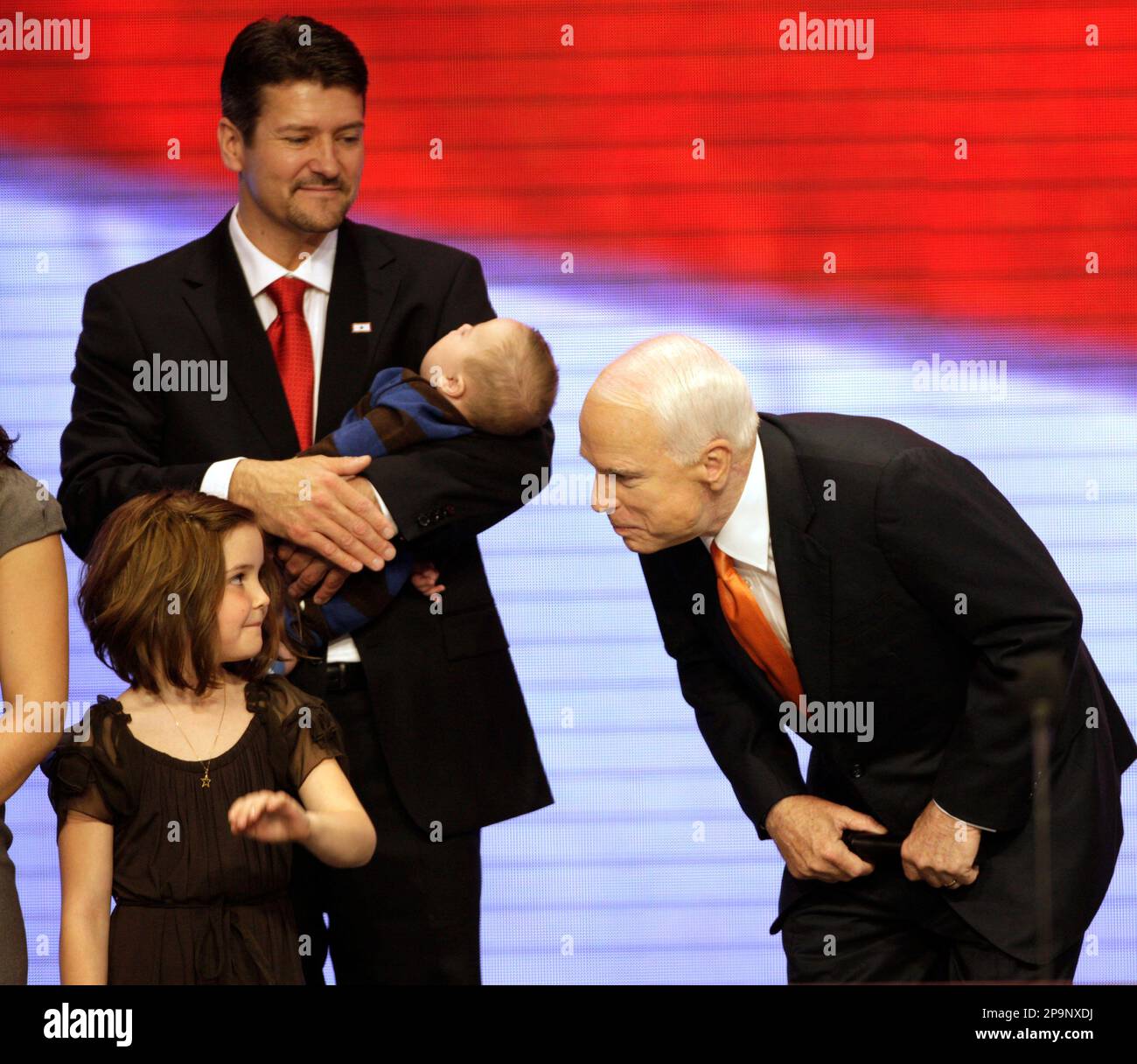 Republican presidential candidate John McCain talks with Piper Palin ...