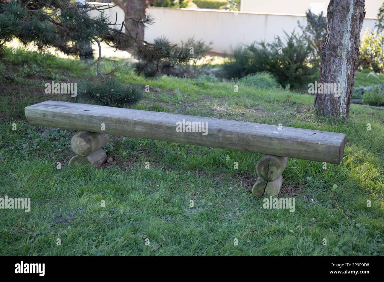 Old bench made logs hi-res stock photography and images - Alamy