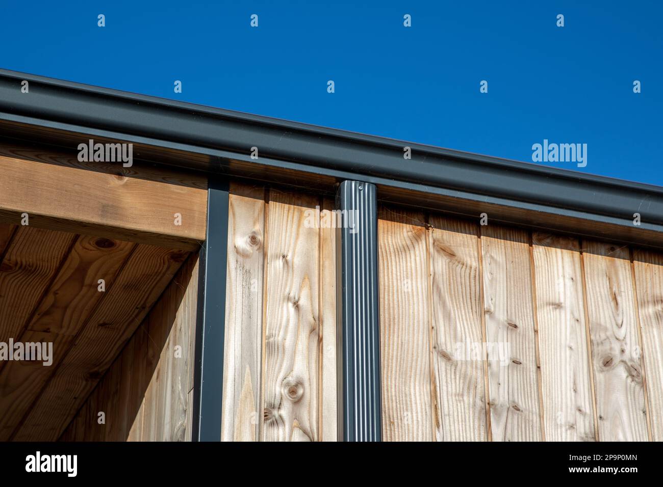 modern aluminum gutter on wooden house construction new rain gutters ...