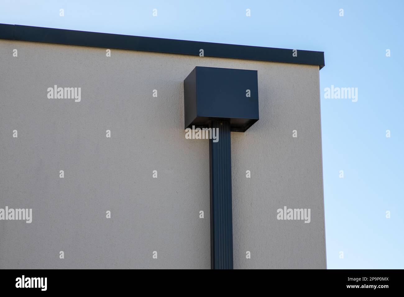 House corner flat roof with steel gutter rain aluminum system square ...