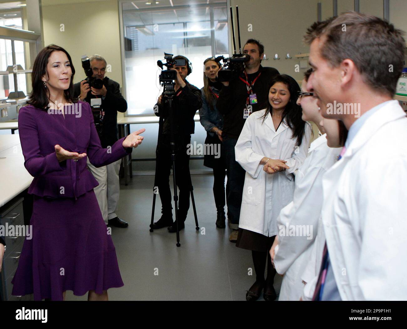 Her Royal Highnesses Princess Mary of Denmark, left, gestures towards ...
