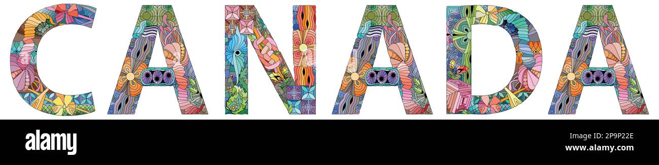 Vector word CANADA. Hand-painted art design. Illustration for t -shirt ...