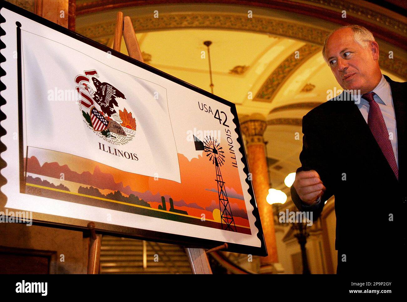 Illinois Lt. Governor Pat Quinn unveils the new Illinois Flags of Our ...
