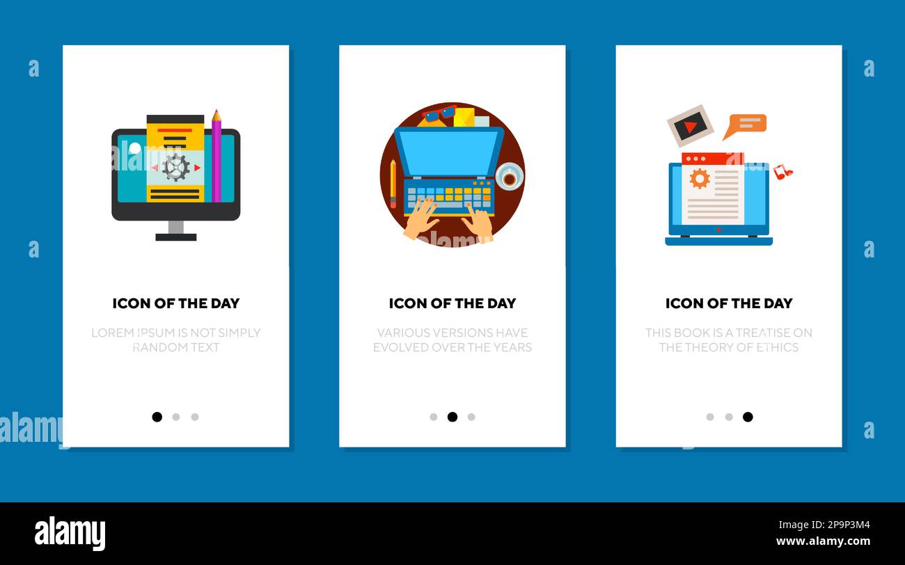 Work with computer flat icon set Stock Vector Image & Art - Alamy