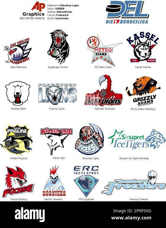 GRA107 GRAFIK EISHOCKEY LOGOS - Zeichnungen der Vereinslogos der ...