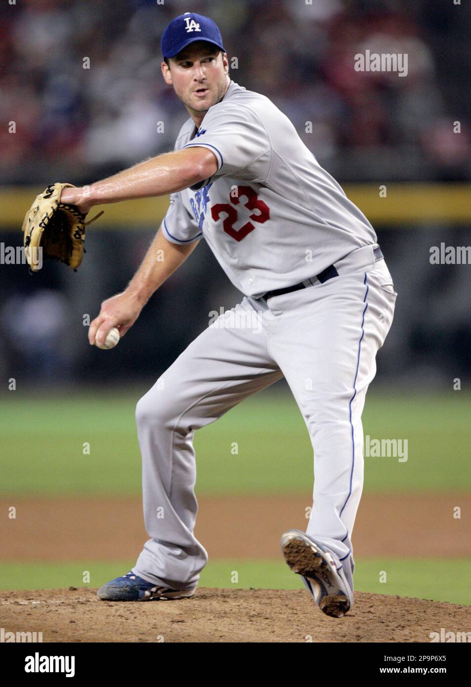 Los Angeles Dodgers' Derek Lowe works against the Arizona Diamondbacks ...