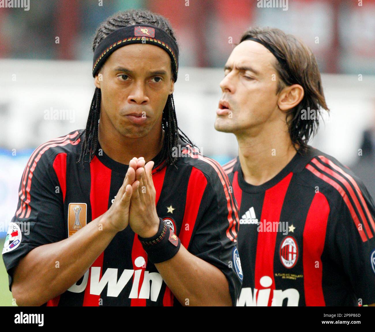 AC Milan forward Ronaldinho, of Brazil, left, and his teammate Filippo ...