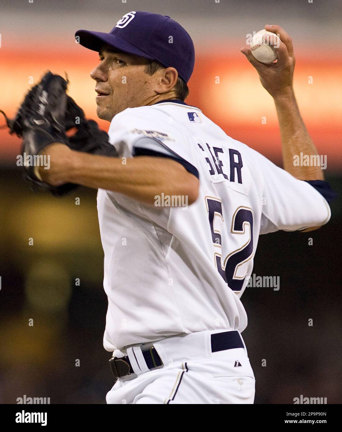 San Diego Padres pitcher Josh Geer delivers a pitch in the first inning ...