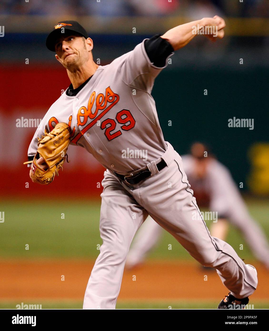 Baltimore Orioles' Chris Waters throws in the first inning of a ...