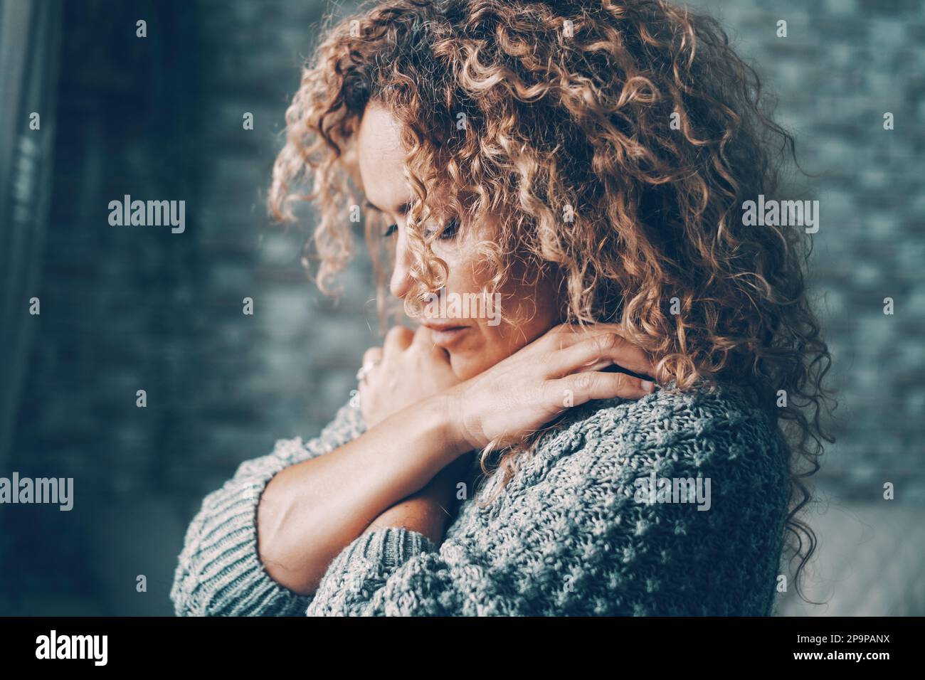 Loving herself concept healthy mindful lifestyle. Mental health. One ...