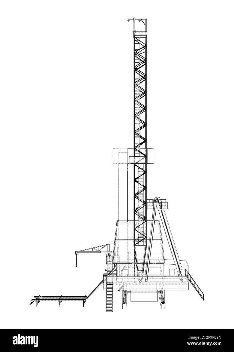 Oil rig. Wire-frame style Stock Photo - Alamy