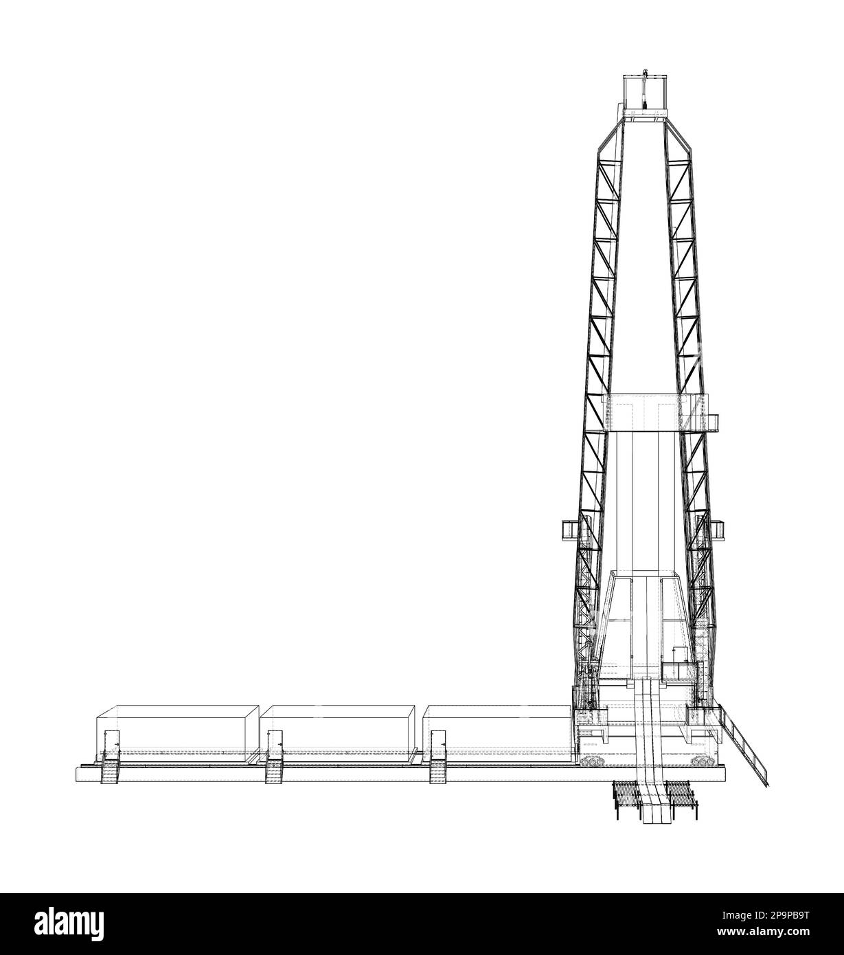 Oil rig. Wire-frame style Stock Photo - Alamy