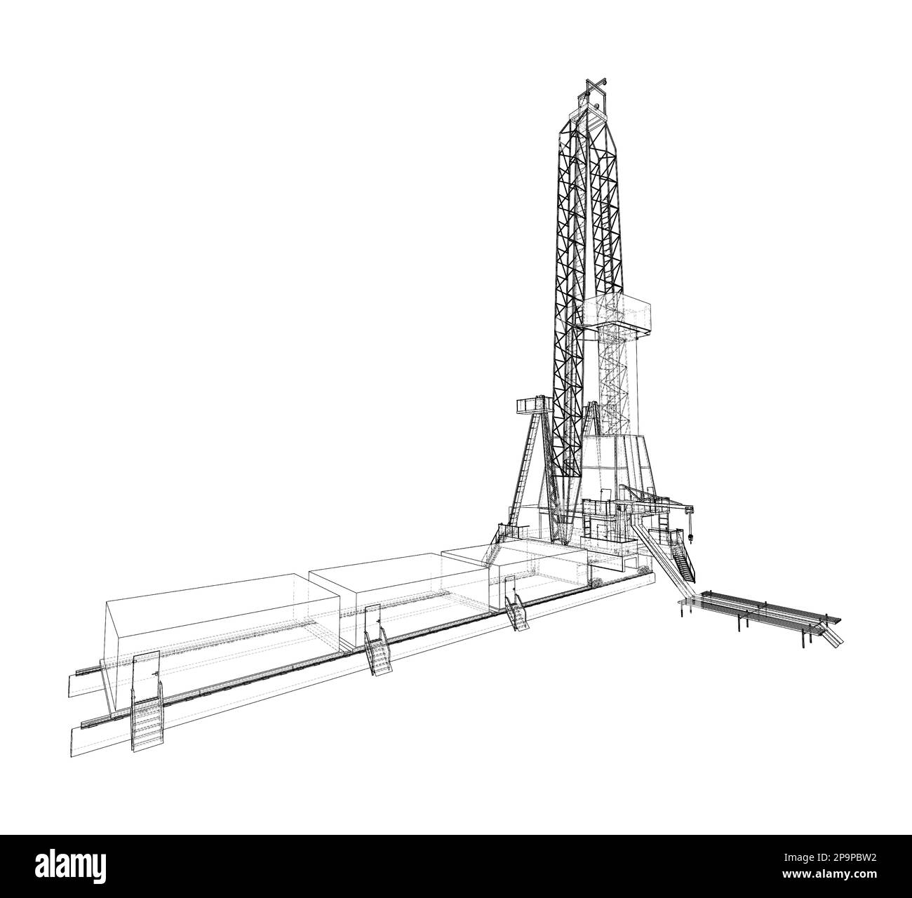 Oil rig. Wire-frame style Stock Photo - Alamy