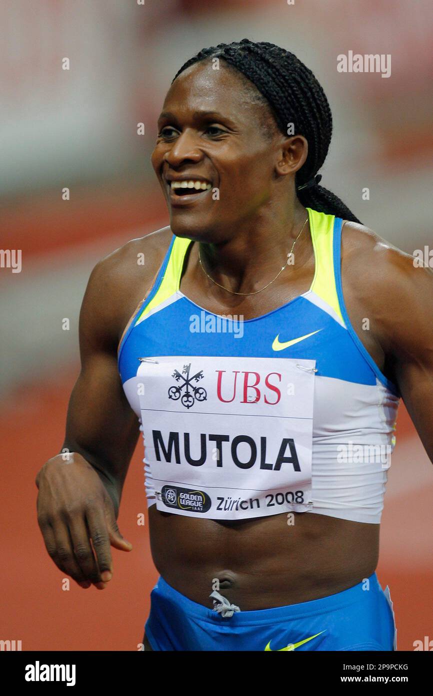 Maria Mutola from Mozambique reacts after placing 4th in the women's ...