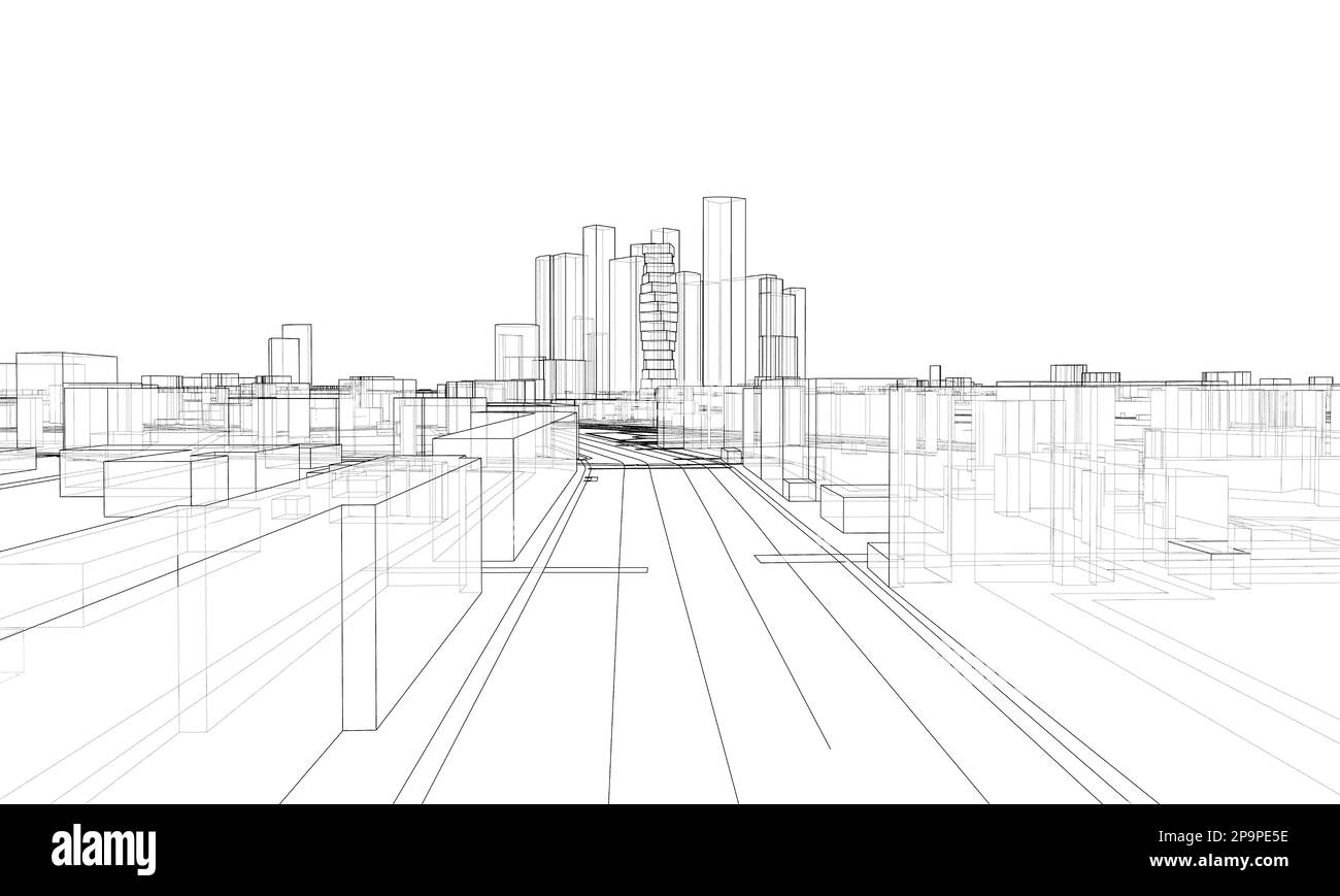 Buildings and city roads, town design Stock Photo - Alamy