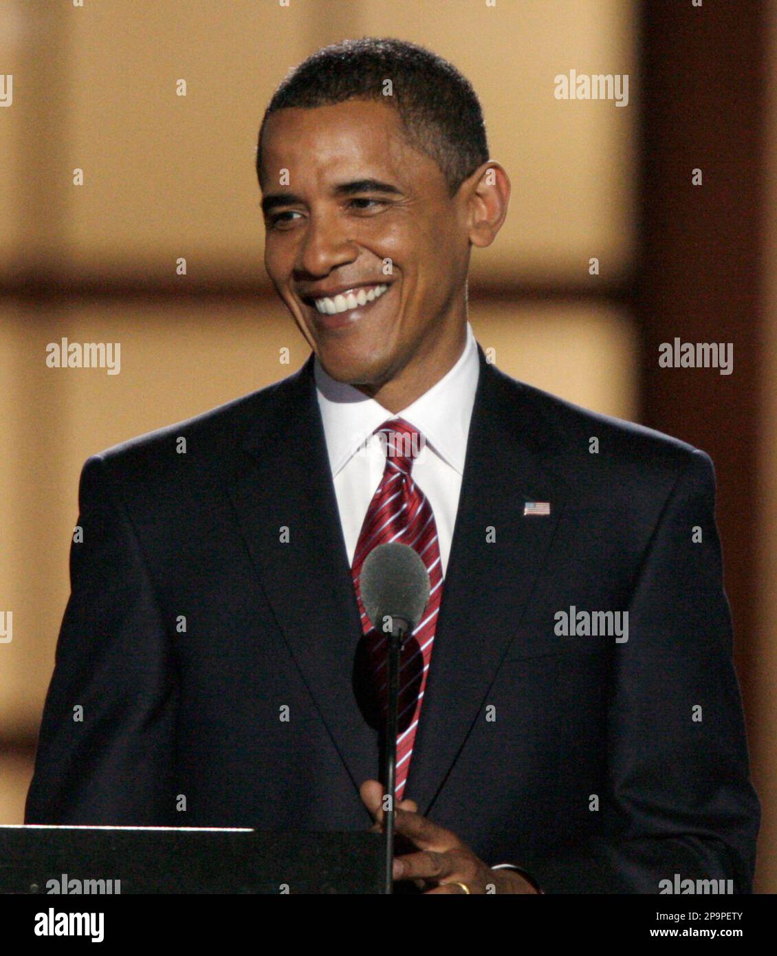 Democratic presidential nominee, Sen. Barack Obama, D-Ill., smiles ...