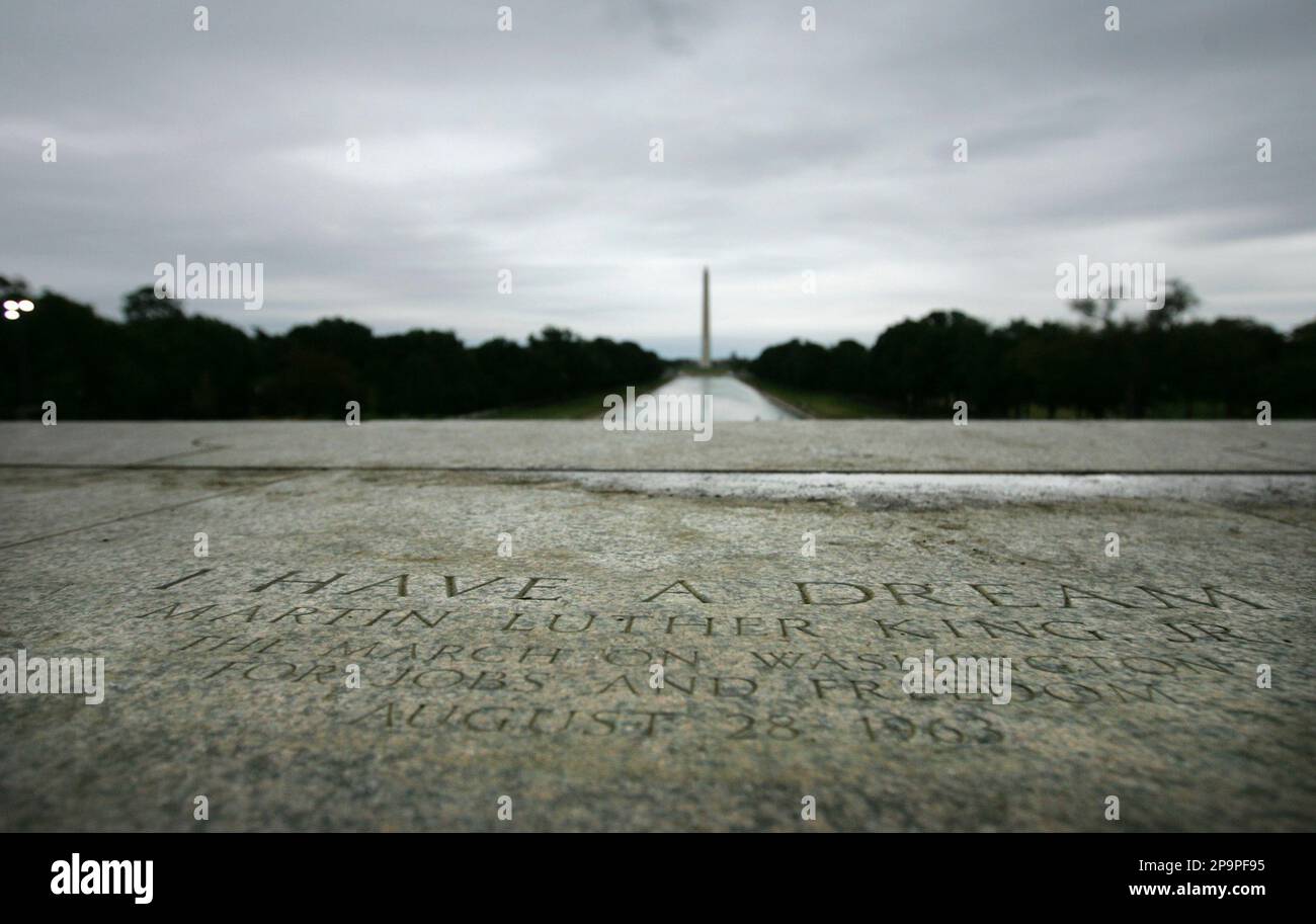 A stone slab marks the spot of the "I have a dream" speech at the ...