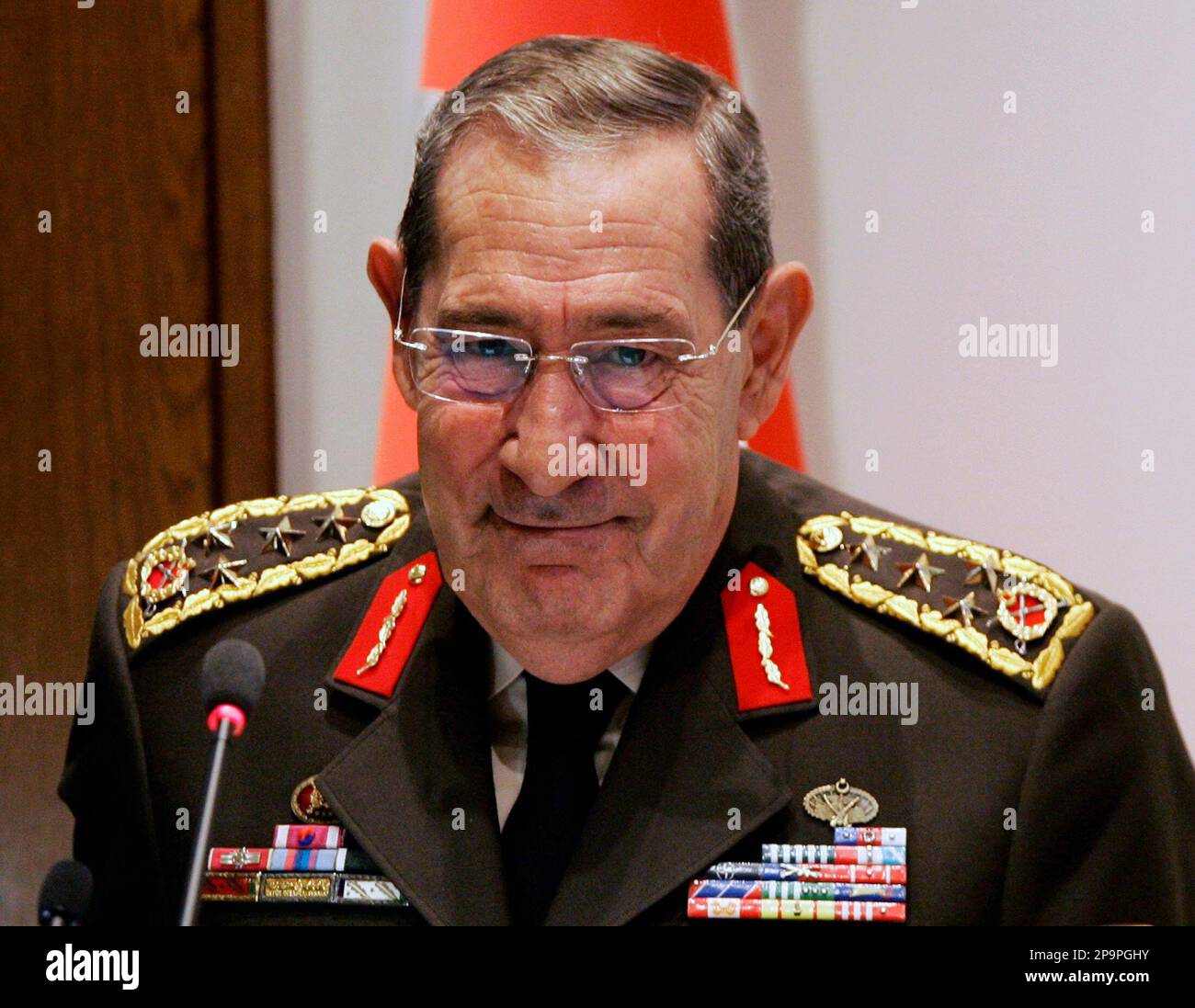 Turkey's former Chief of Staff Gen. Yasar Buyukanit looks at his ...