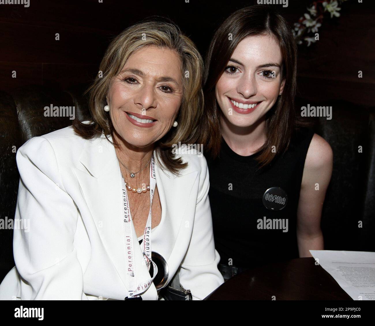 Actress Anne Hathaway, right, and Sen. Barbara Boxer, D-Calif. pose ...