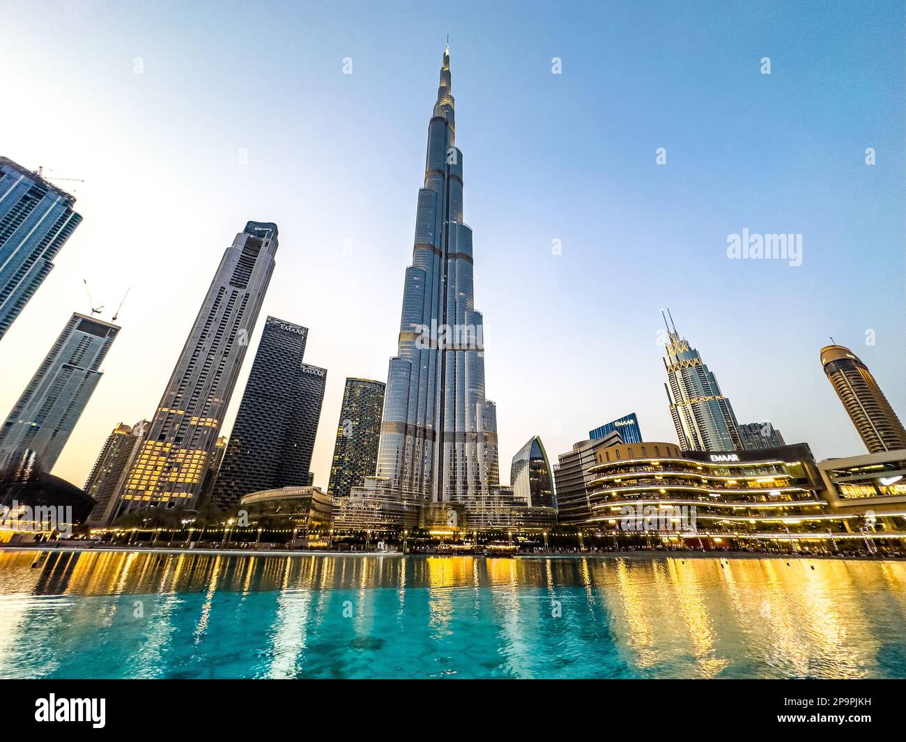 The Dubai Fountain show on Burj Khalifa Lake, in Downtown Dubai, United ...